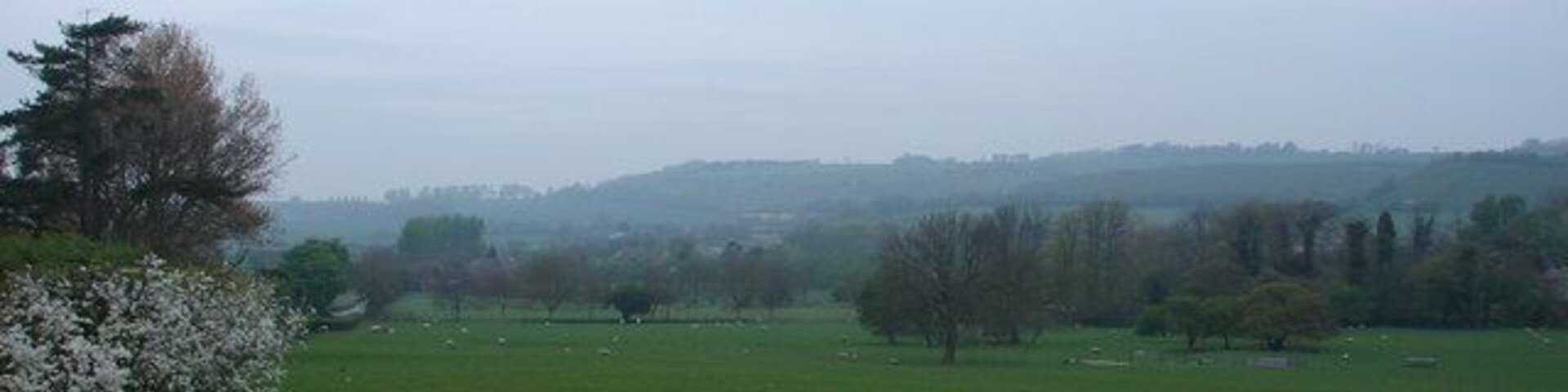 View towards Postling Taken off Cuckoo Lane, part of the Pilgrims Way, looking across the fields towards the village of Postling.