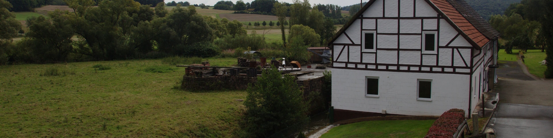 Half-timbered building (water mill), Am Muehlberg 10 in Hemmen, Schlitz, Hesse, Germany