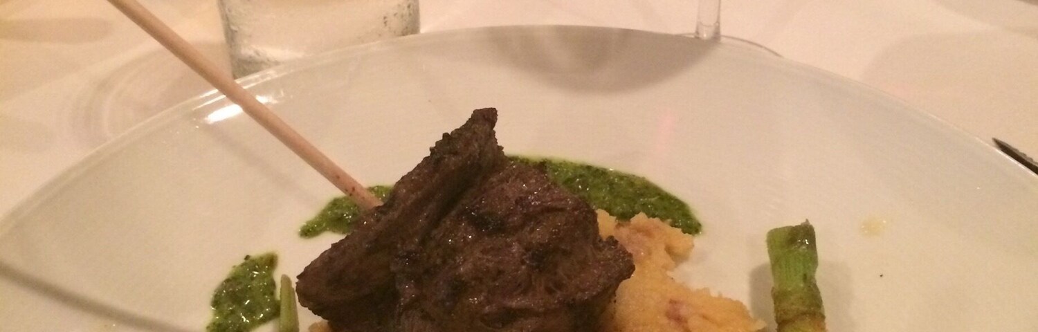 Great skirt steak with chimichurri sauce at Seviche. Don't miss the calamari appetizer!