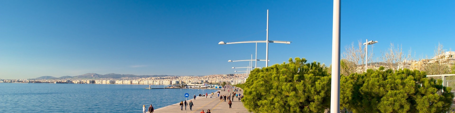 Thessaloniki featuring street scenes and general coastal views