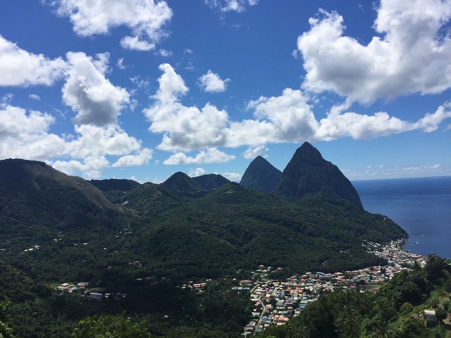 Les Pitons. A caldera famous for its healing volcanic mud baths.