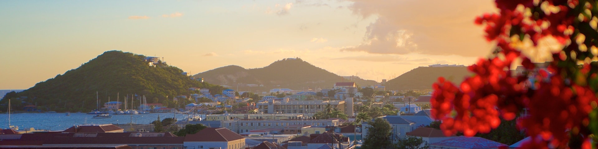 Charlotte Amalie which includes general coastal views, a sunset and a coastal town