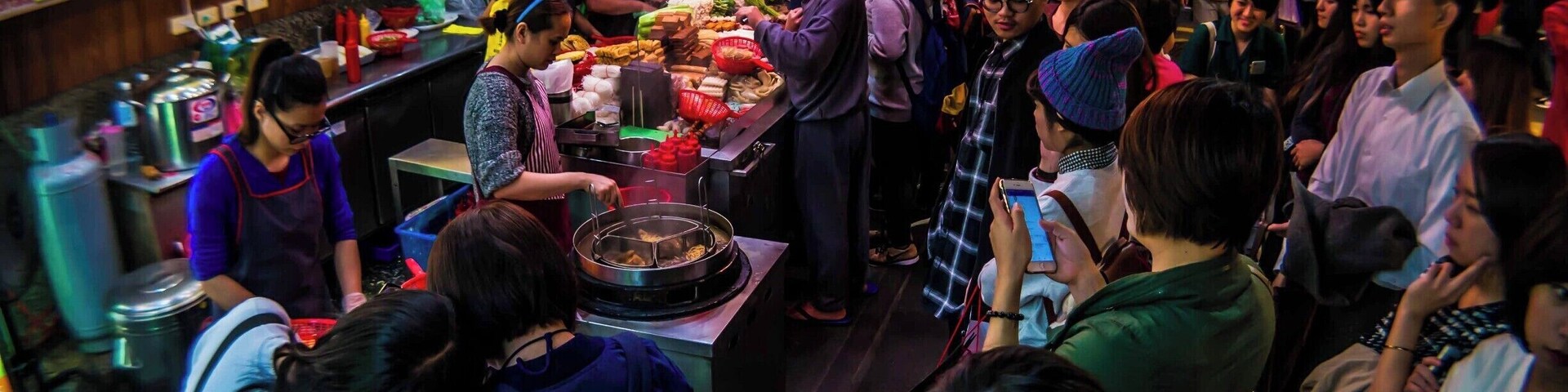 One of the many Night Markets in Taipei-- this one is located next to the Shi Da University where you can find lots of food stands, cheap eats. and cool shopping while mixing it up with students and locals.