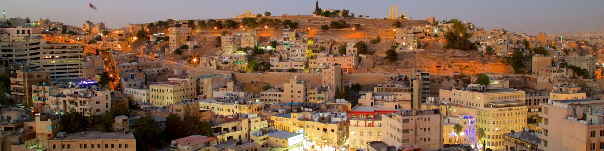 Amman which includes a city, night scenes and landscape views