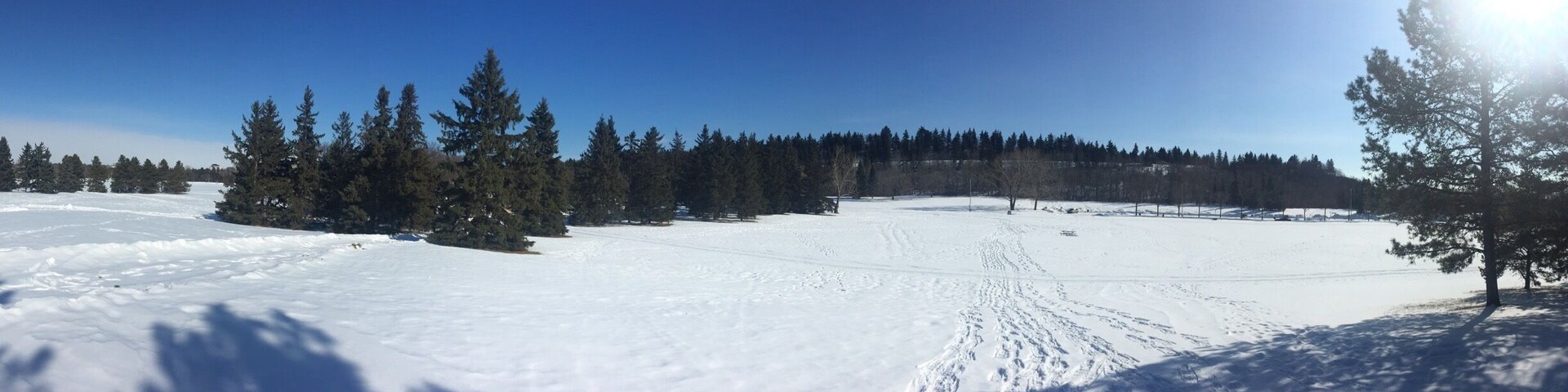 I went snowshoeing in the park last weekend.
