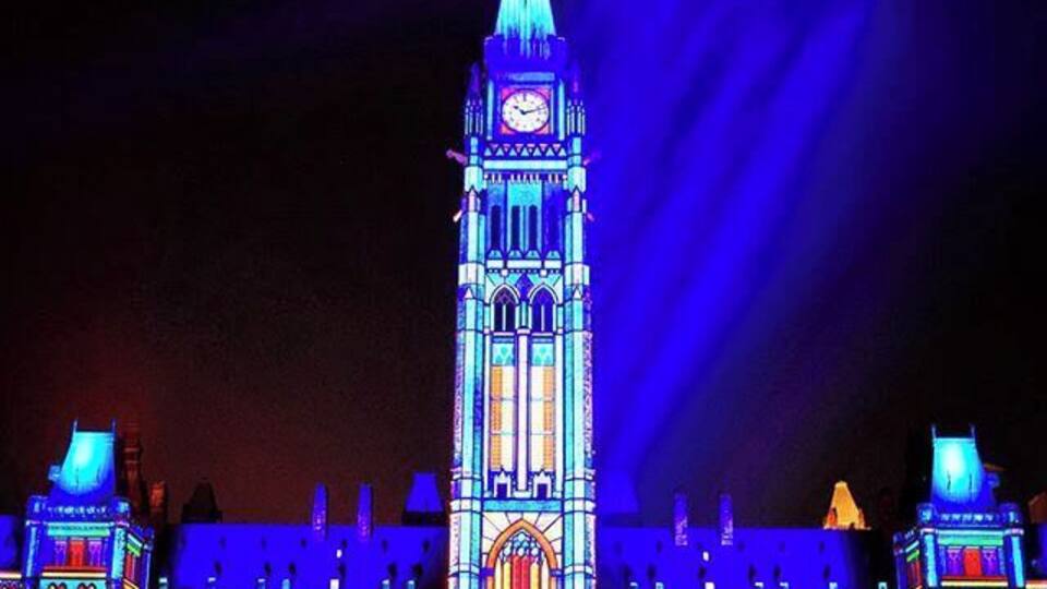 The Northern Lights is a free show that projects some history and lighting designs onto Canada's Parliament Buildings. A little history and a little magic. The show ends with a stirring rendition of the national anthem. The show runs every evening until September 12th. http://canada.pch.gc.ca/eng/1431092517027 #colorful