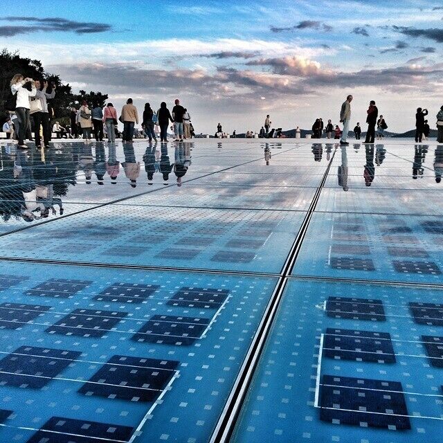 When the sun goes down this floor panels ligth up in multiple colors...in Zadar,Croatia.