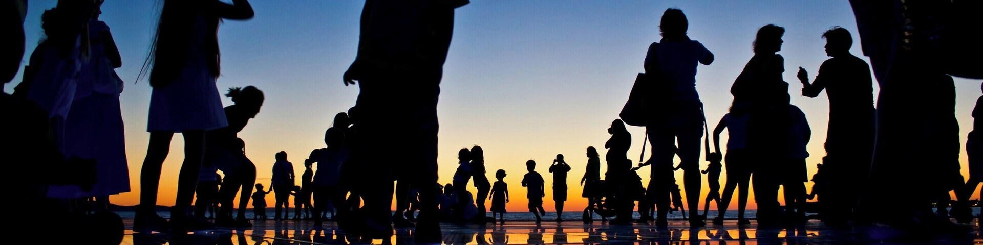 People reflections on colorful sunset in Zadar, Croatia. Reflections on "Greetings to the sun" solar installation powered by the Sun at day, and producing multiple colors at night.
#BVSBlue