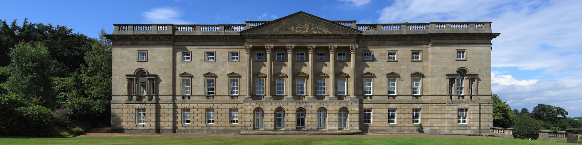 South east facade of Wentworth Castle. Panoramic image created from four own photos.