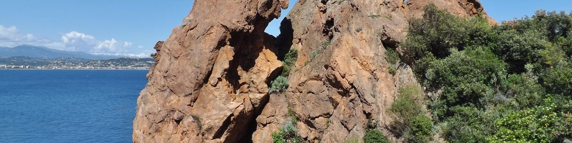 Sight of the Aiguille rocks, in Théoule-sur-Mer near Cannes on the French Riviera, in Alpes-Maritimes.