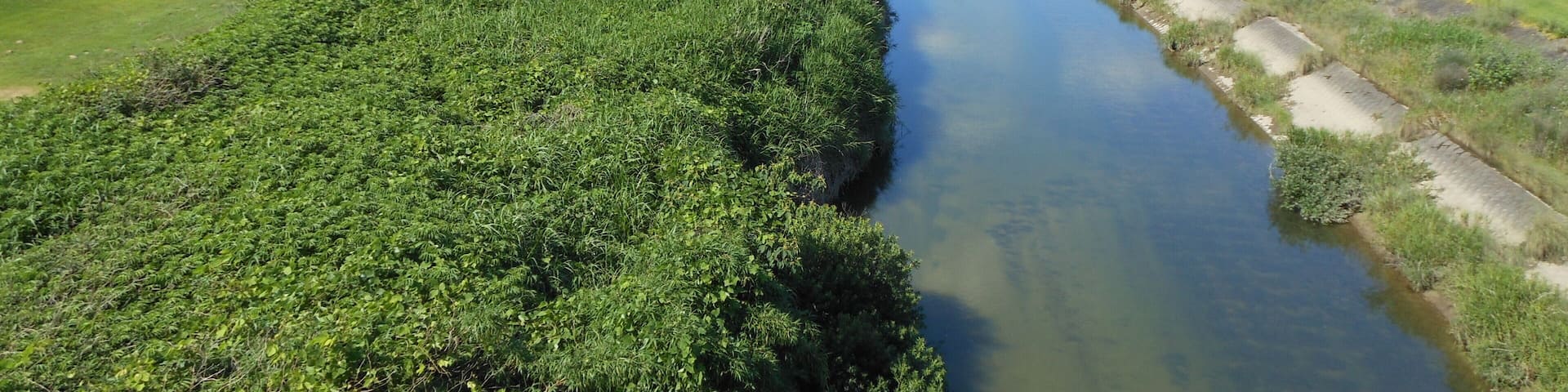 The Kase River, from the northward of Watase-bashi Bridge in Saga, Saga.