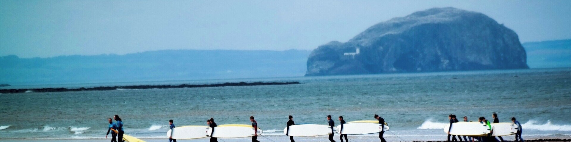 The Bass Rock, seen here from Belhaven Bay. This island is a volcanic remnant and as such is comprised chiefly of basalt. it lies 3 miles off the coast from North Berwick. Unlike many small islands of it's size it has a colourful history of royal visits, political prisoners and literary mentions, most notably in R L Stevenson's 'Catriona.'
It is currently home to the worlds largest colony of Northern Gannets and is a nature reserve managed by the Scottish Seabird Centre.