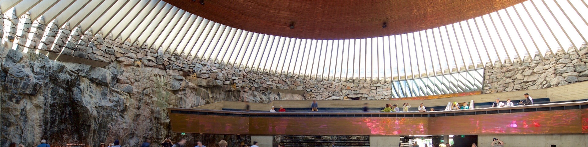 Temppeliaukio Church showing a church or cathedral and interior views
