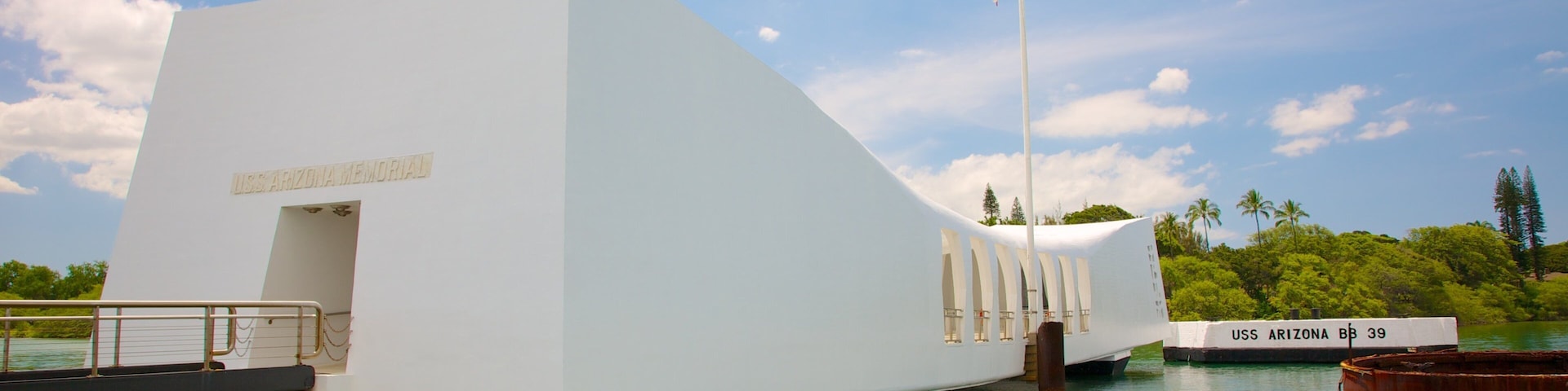USS Arizona Memorial which includes a memorial and military items
