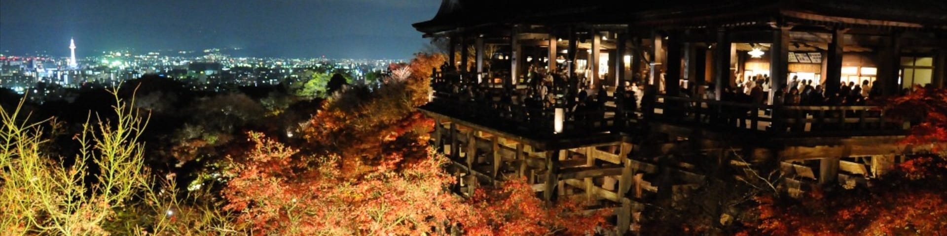 Kiyomizu Temple which includes night scenes, religious elements and a temple or place of worship
