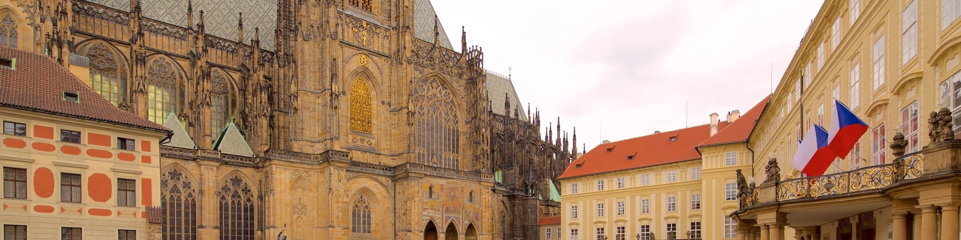 Catedral de St. Vitus que inclui elementos de patrimônio, uma praça ou plaza e arquitetura de patrimônio