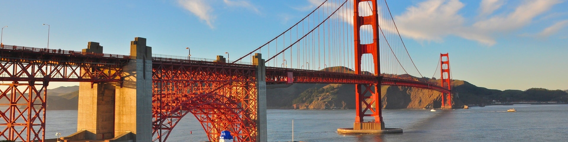 Stunning view of the Presidio under vibrant sunset skies near the Golden Gate Bridge in San Francisco, California