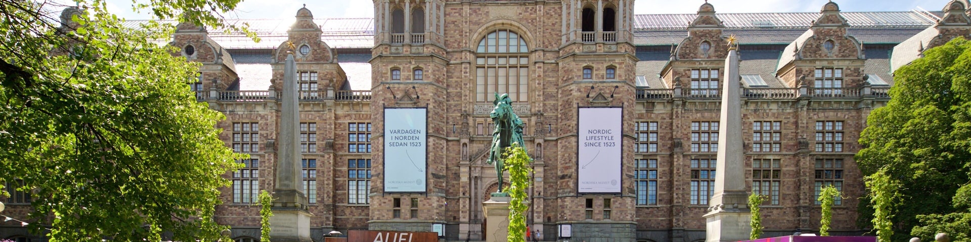 Nordic Museum which includes heritage architecture and outdoor eating as well as a small group of people