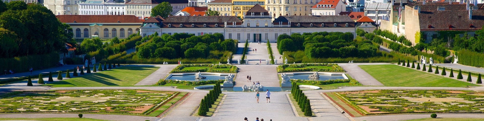 Belvedere showing a park, a castle and a square or plaza