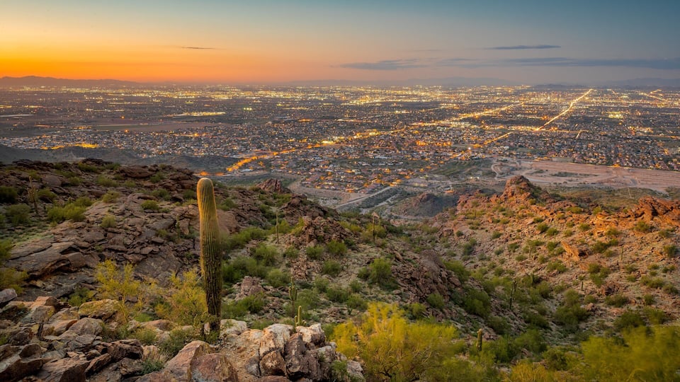 South Mountain Park featuring a city, landscape views and a sunset
