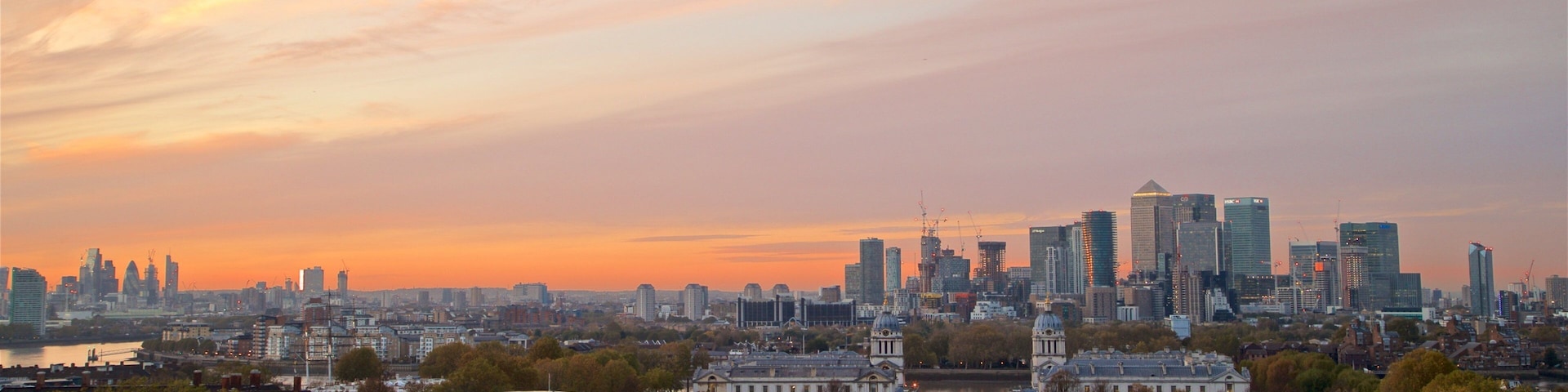 Greenwich Park caracterizando paisagem, um jardim e um pôr do sol