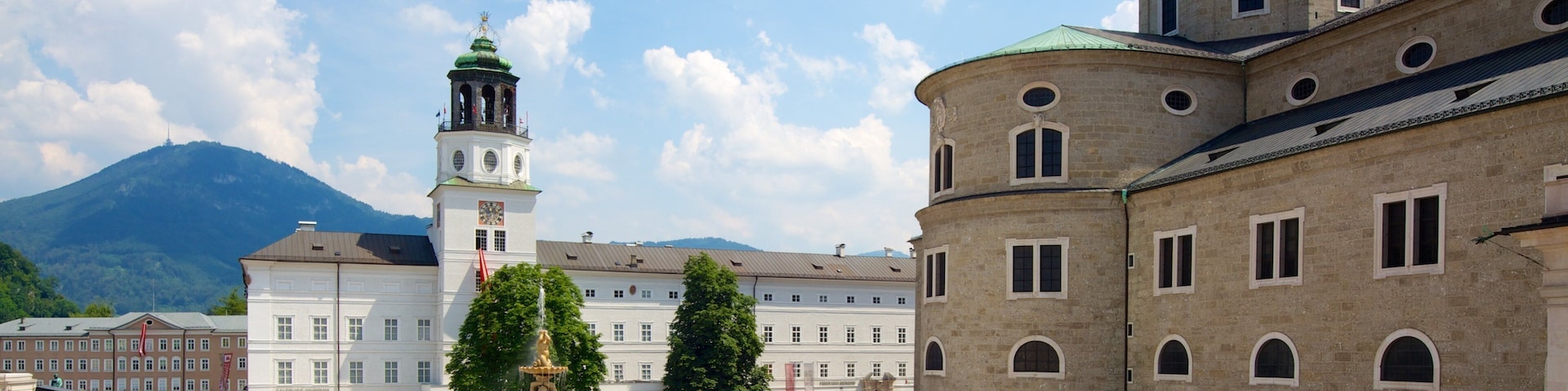 Residenzplatz caracterizando uma fonte, uma praça ou plaza e arquitetura de patrimônio