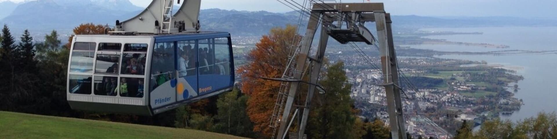 The Pfänder is the so called house mountain of Bregenz. From up here there is a good view of the Voralps (Säntis on the left), Bregenzerwald, lake of Konstanz, Lindau, Friederichshafen, and off course Bregenz itself.
There is a game park on top and a nice restaurant with a view (...). There is also a cable car if you think the climb is too much for you. With clear skies, both are worth your while.
http://www.pfaenderbahn.at/en/Home/tabid/67/Default.aspx