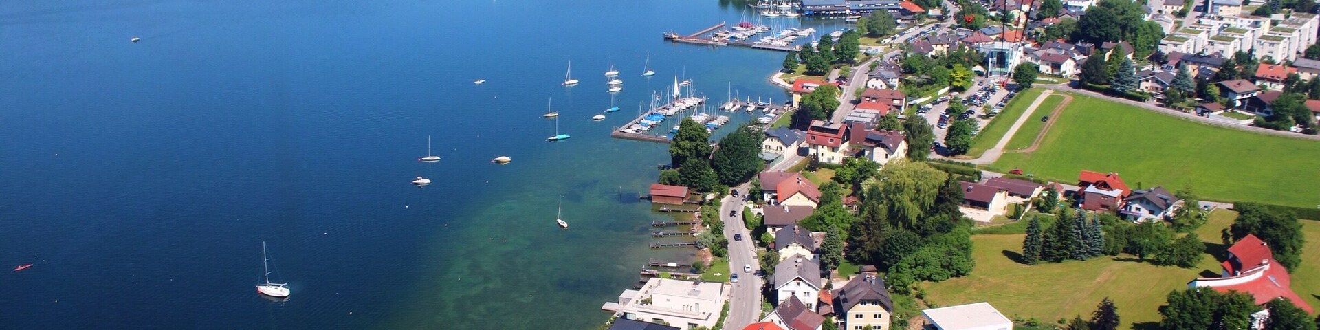 View of Gmunden from Grunberg mountain cable car