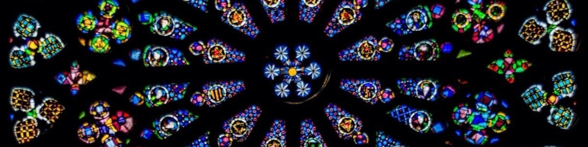 Stain glass window in the basilica Santa Maria pi really nice church in the gothic area of Barcelona