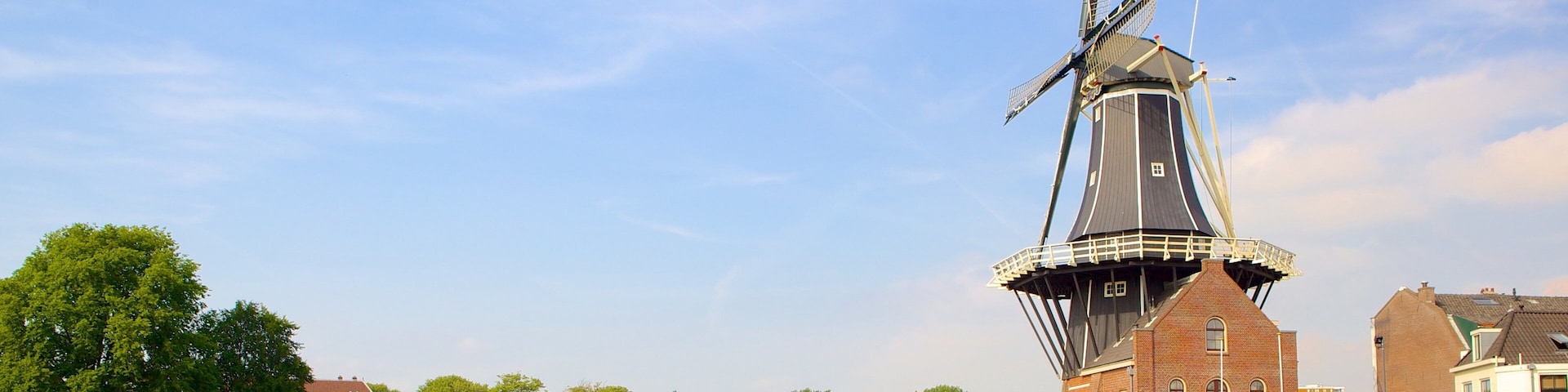 Haarlem showing a windmill and a river or creek