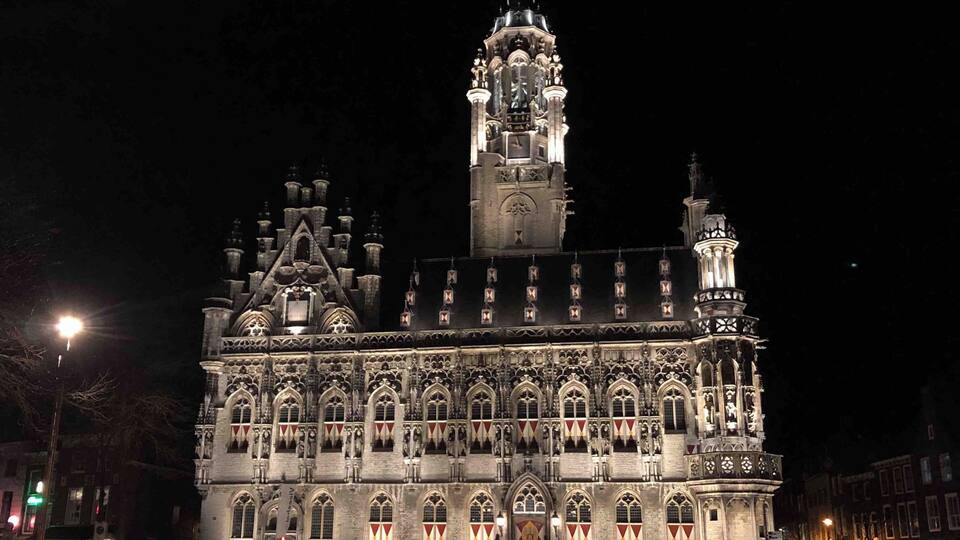 Town Hall Middelburg @ night. Zeeland, The Netherlands. Follow us on instagram: @welove2travel.nl