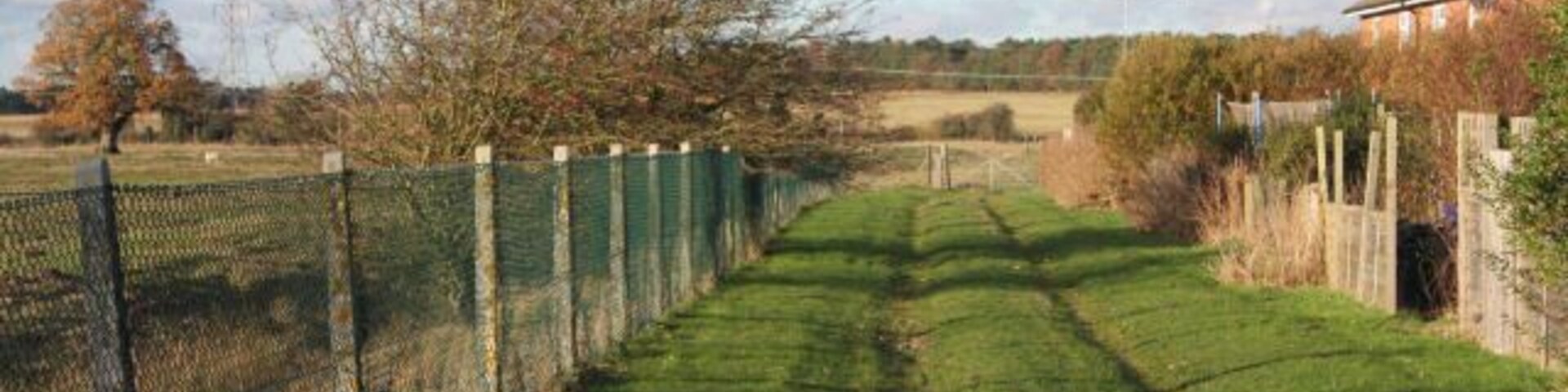 Track to rear of houses at Barnham This track leads to the rear of houses in Ellington Road, Barnham. The roads on this small housing estate, formerly base housing for staff at RAF Barnham, are named after former Chiefs of Air Staff. Sir Edward Ellington was appointed in 1933.