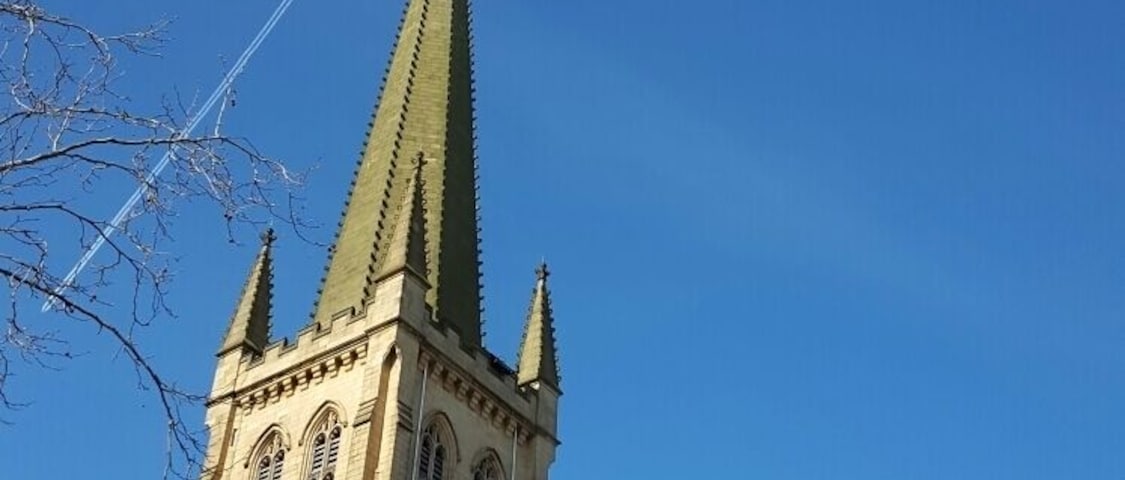 A sunlit Wakefield Cathedral. Beautiful inside too!