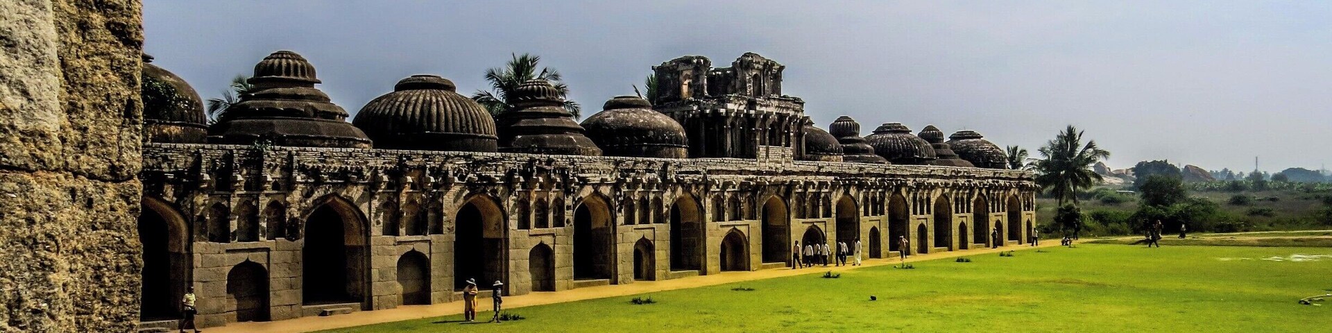 Elephant stable in Hampi, India. It was used to house the eleven royal elephants in King Krishnadeva Raya's army.