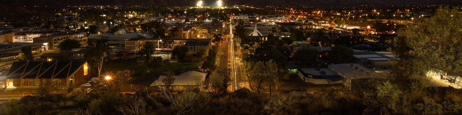 Anzac Hill featuring landscape views and night scenes