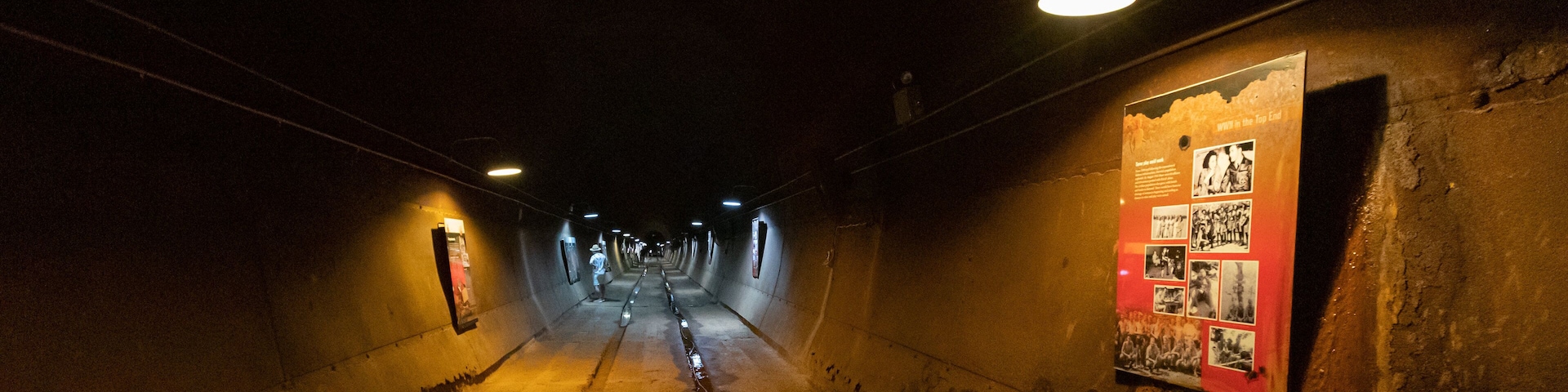 WWII Oil Storage Tunnels showing interior views and signage