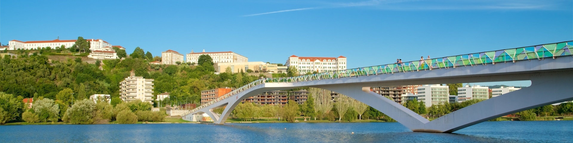 Pedro and Ines Footbridge caracterizando um rio ou córrego, uma cidade e uma ponte