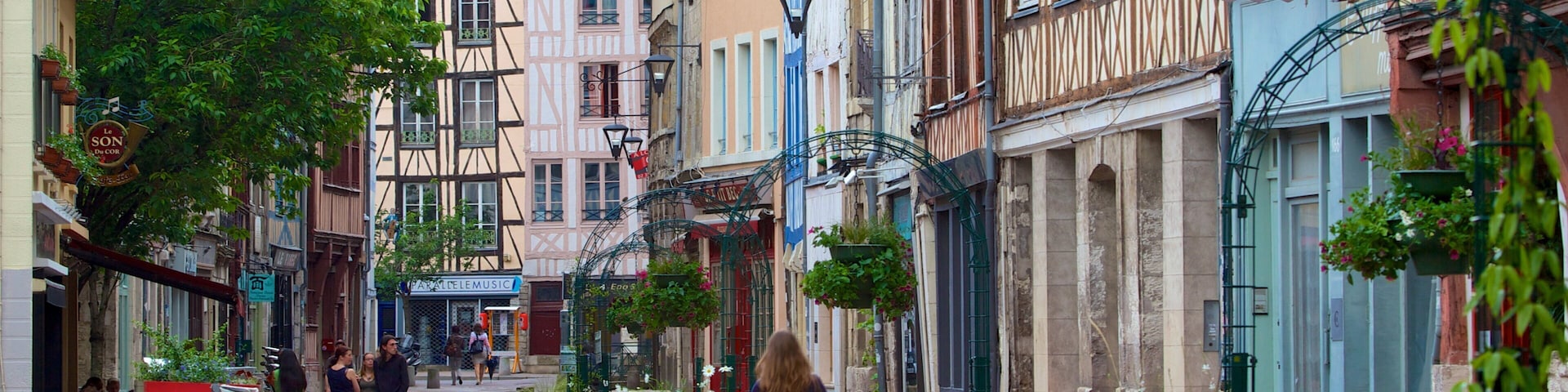 Rouen showing a city and street scenes
