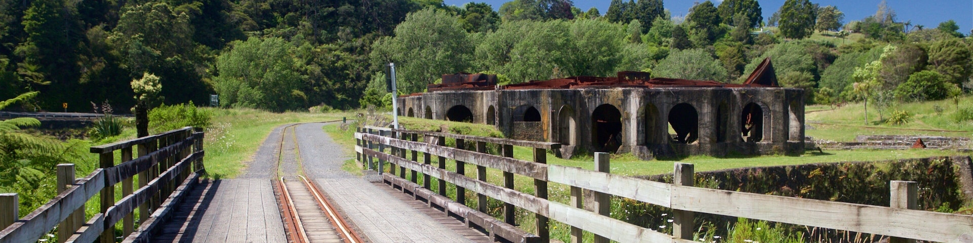 Hauraki Rail Trail - Day Rides which includes heritage elements, railway items and a bridge