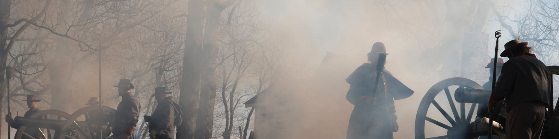 Prairie Grove Battlefield State Park which includes mist or fog, military items and performance art