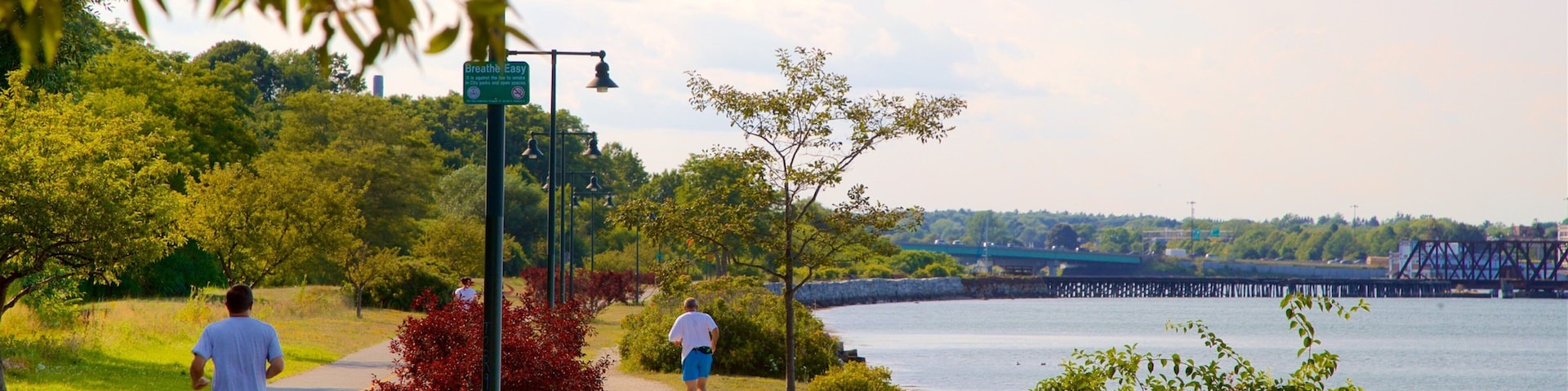 East Prom Trail featuring a garden, hiking or walking and a bay or harbor
