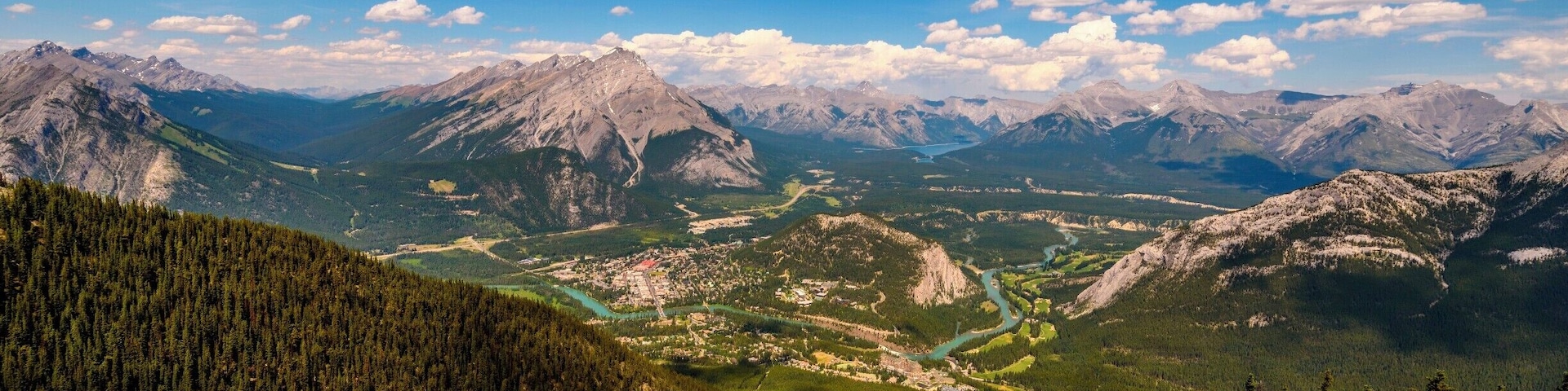 View from the top of the Sulphur Mountain Trail. The City in the valley is Banff.