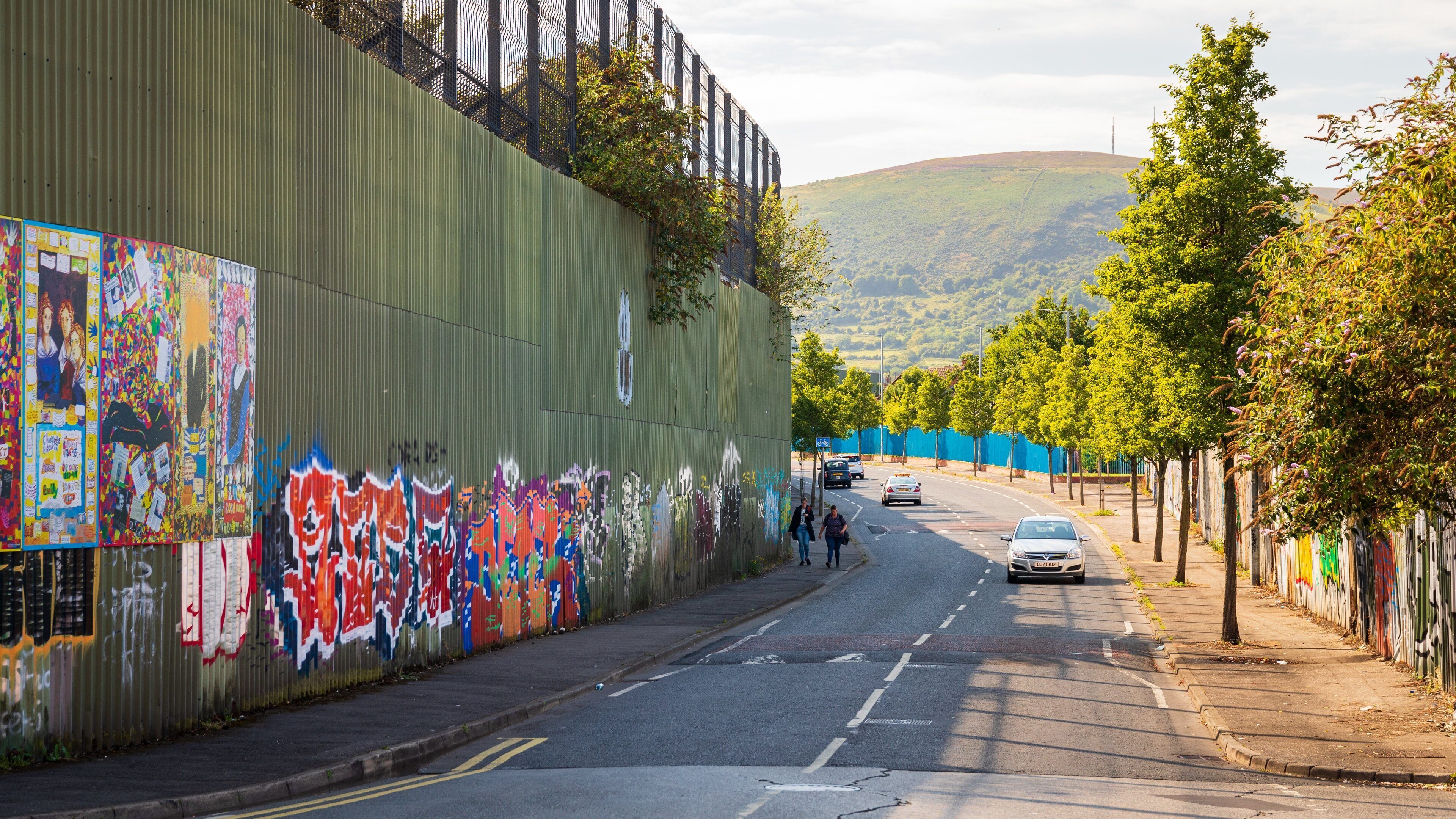Peace Line showing street scenes and outdoor art