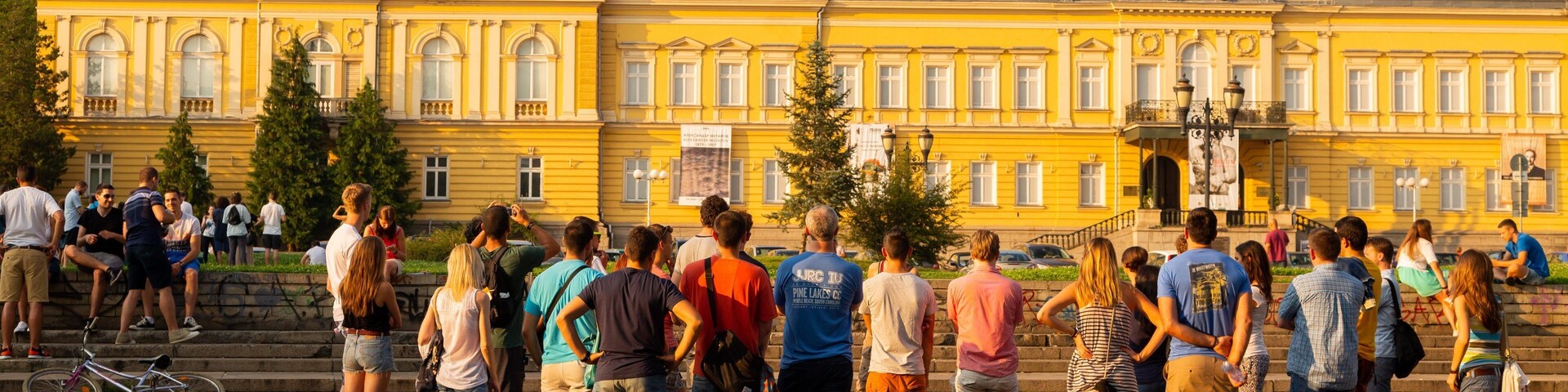 National art gallery which includes street scenes, heritage architecture and a sunset
