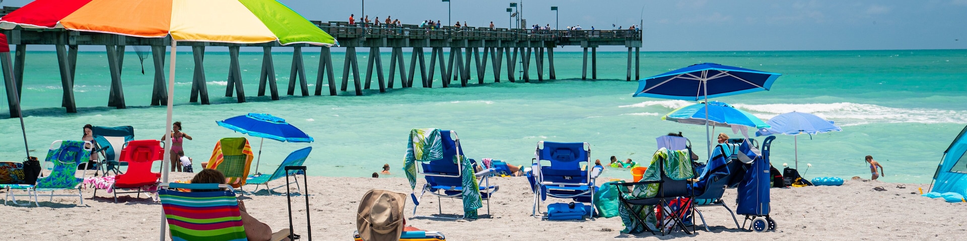 Venice Fishing Pier featuring general coastal views and a beach as well as a couple