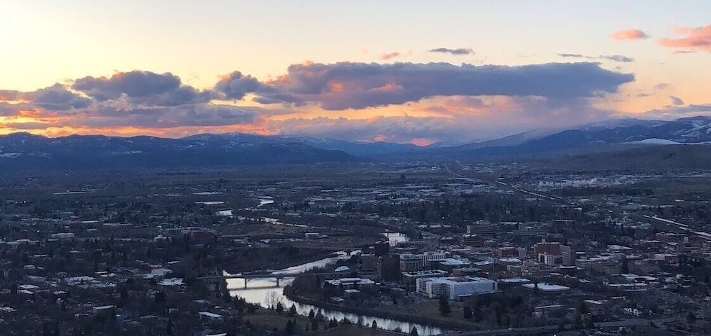 View from a sunset hike up Mount Sentinel in Missoula, Montana.