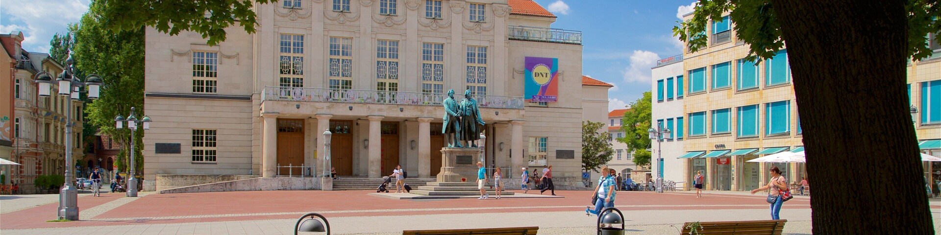 Goethe-Schiller Monument featuring a square or plaza, a statue or sculpture and heritage architecture