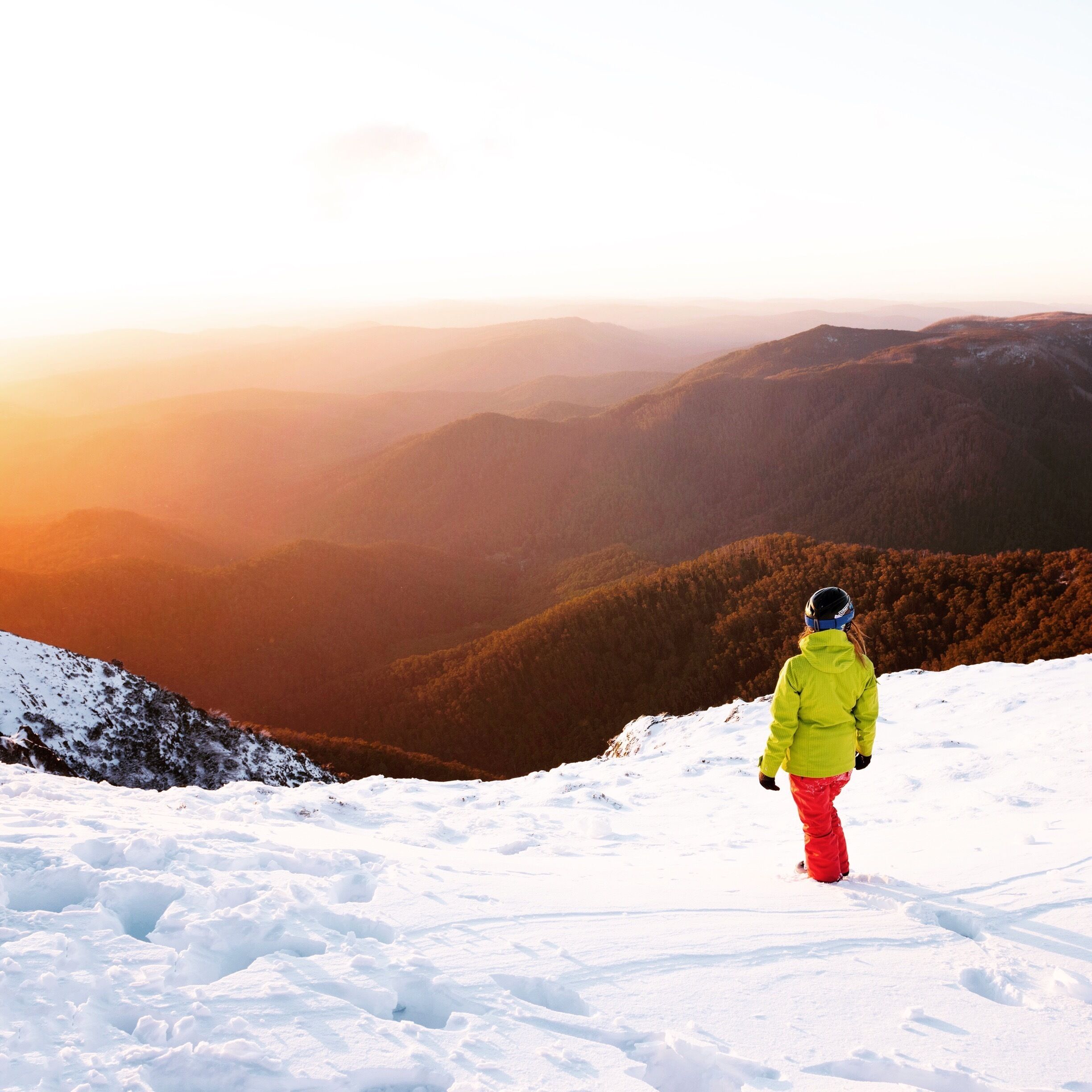 If you make it to Mount Buller this season make sure you hike up to the Summit. I'm only an intermediate skier so I left my skies down the bottom and walked the final 100m from the Summit chair lift. You can ski blue and green runs all the way down from there. It's a lovely view, especially at sunset. :)