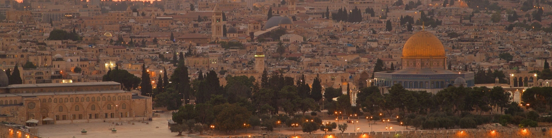 Mount of Olives featuring a city, landscape views and a sunset