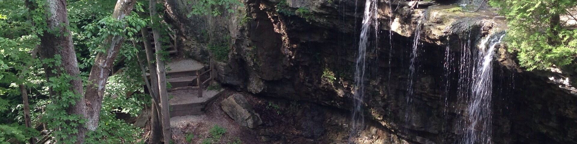 This state preserve has several miles of great walking trails with this fantastic waterfall tucked away in the center. Dogs should be leashed, especially when it's crowded.